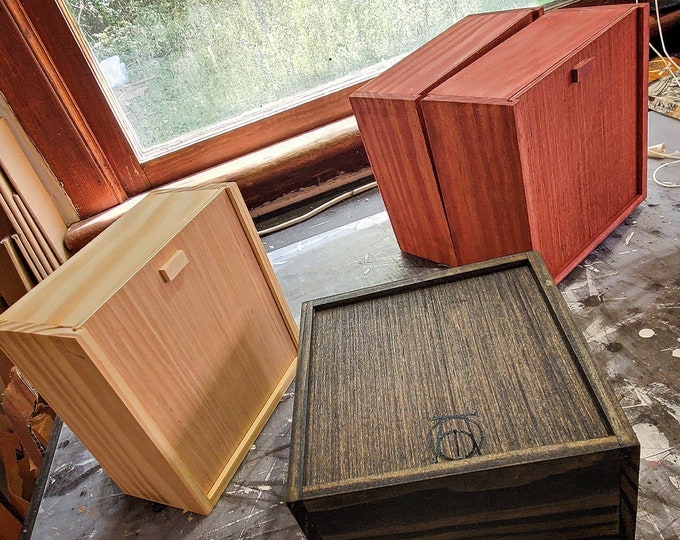 Square Wooden Gift Box / Wood Box With Lid - Etsy