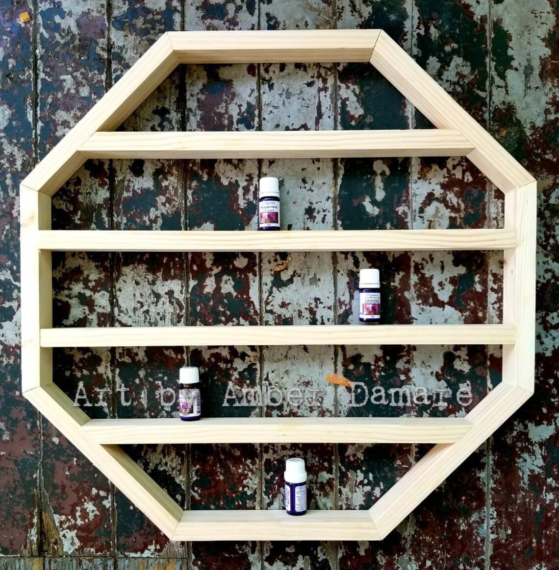Octagon Wooden Essential Oil Shelf Crystal Shelf Oddities - Etsy