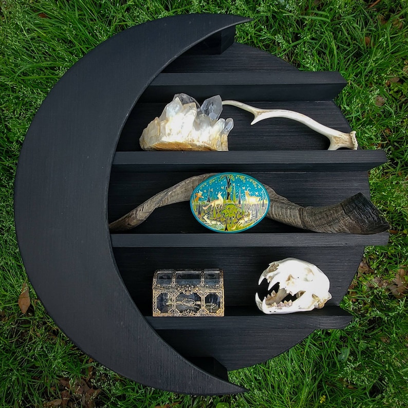 Large Wooden Moon Shelf 22 Inch Crystal Display Moon - Etsy