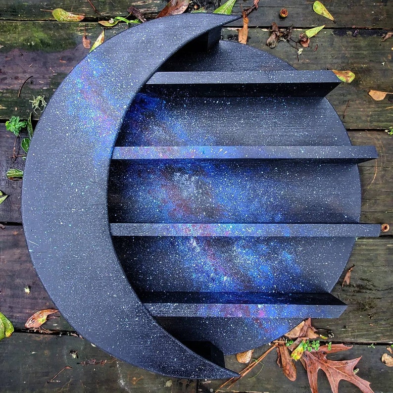 Large Wooden Moon Shelf 22 Inch Crystal Display Moon - Etsy
