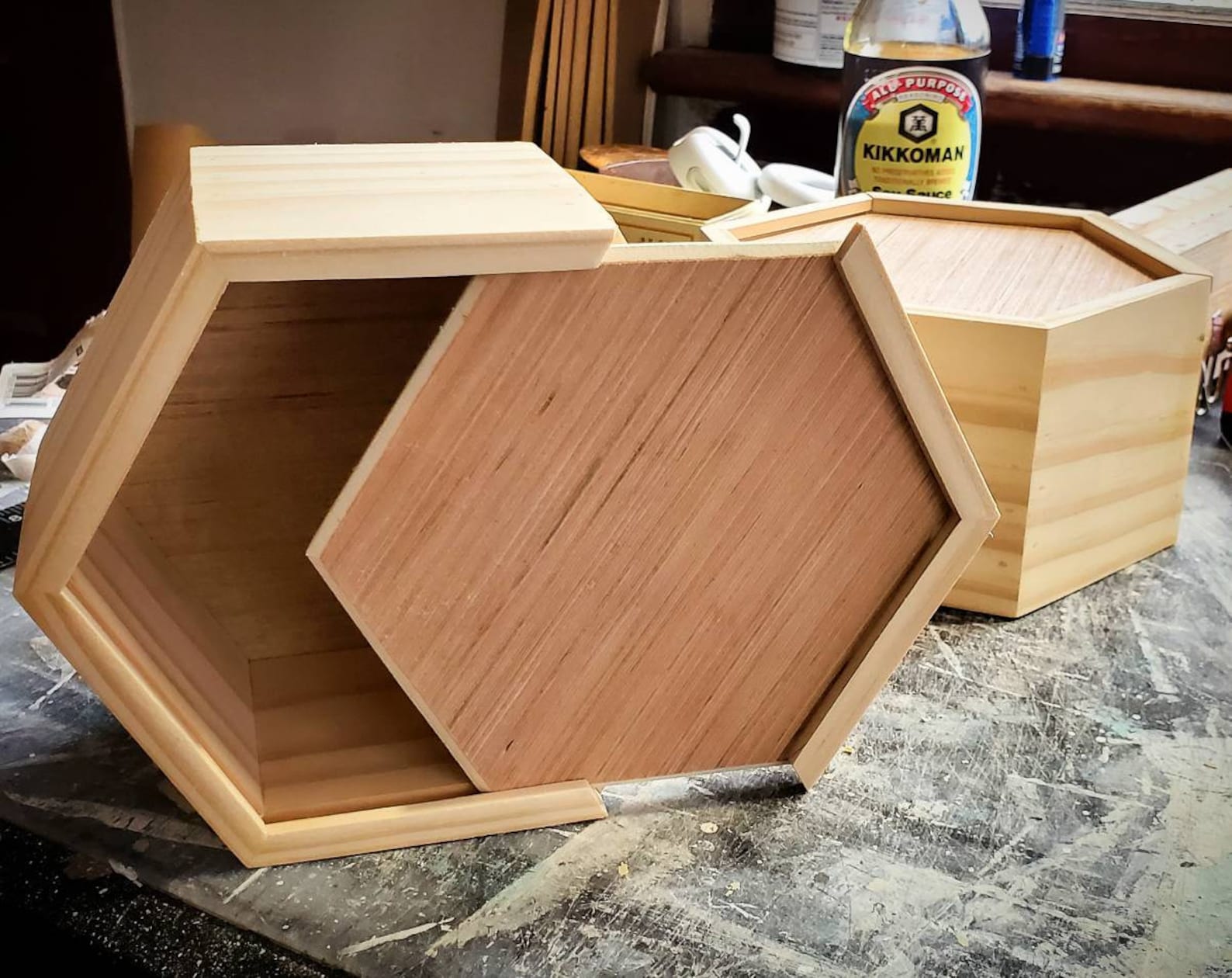 Hexagon Wooden Gift Box / Wood Box With Lid / Beehive Box / - Etsy