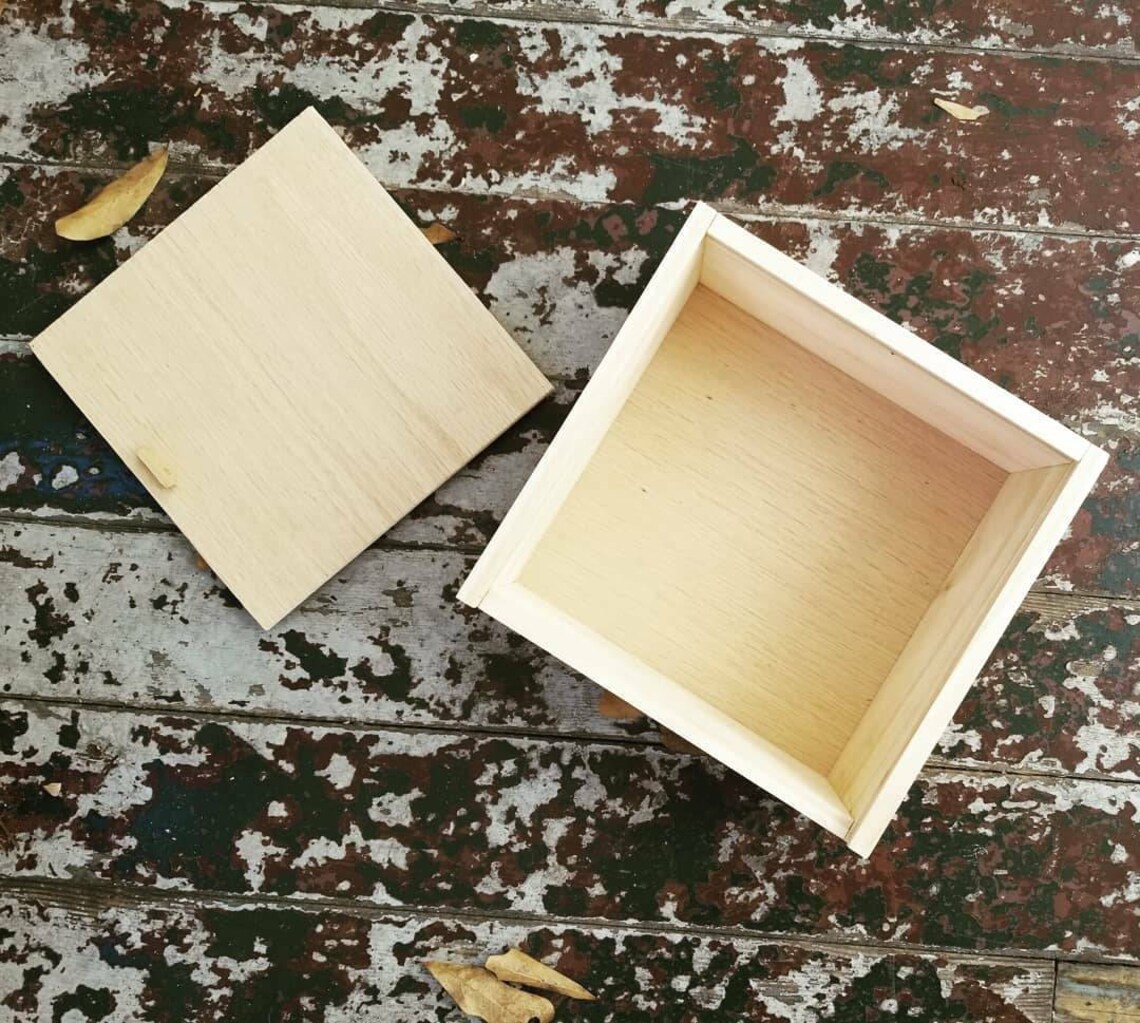 Small Square Wooden Gift Box / Wood Box With Sliding Lid | Etsy