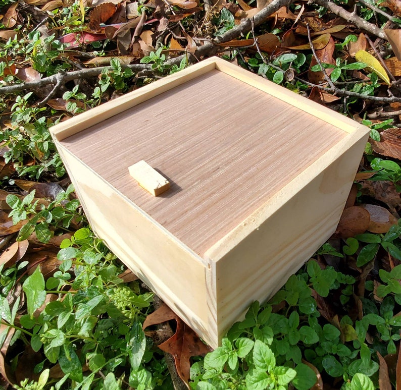 Small Square Wooden Gift Box / Wood Box With Sliding Lid - Etsy