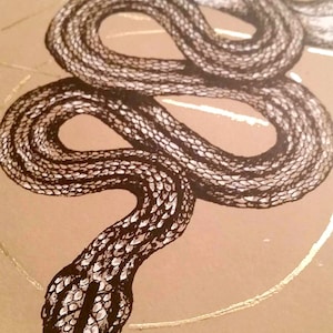 Balance // Snakes With Geometric Shapes // Two Color Screen Print ...