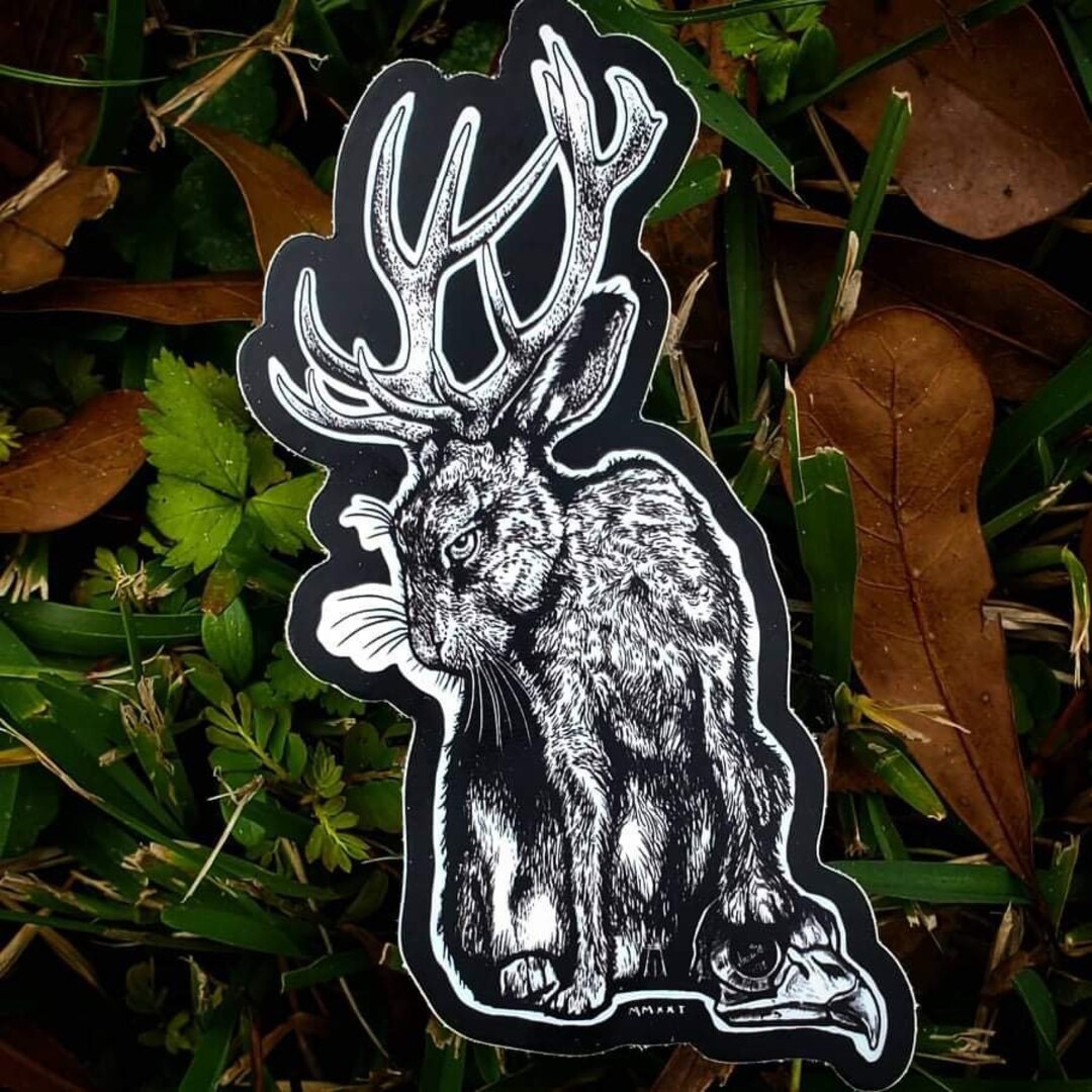 STICKER: Jackalope Sticker, Cryptozoology Decal, Rabbit Sticker, Tattoo ...