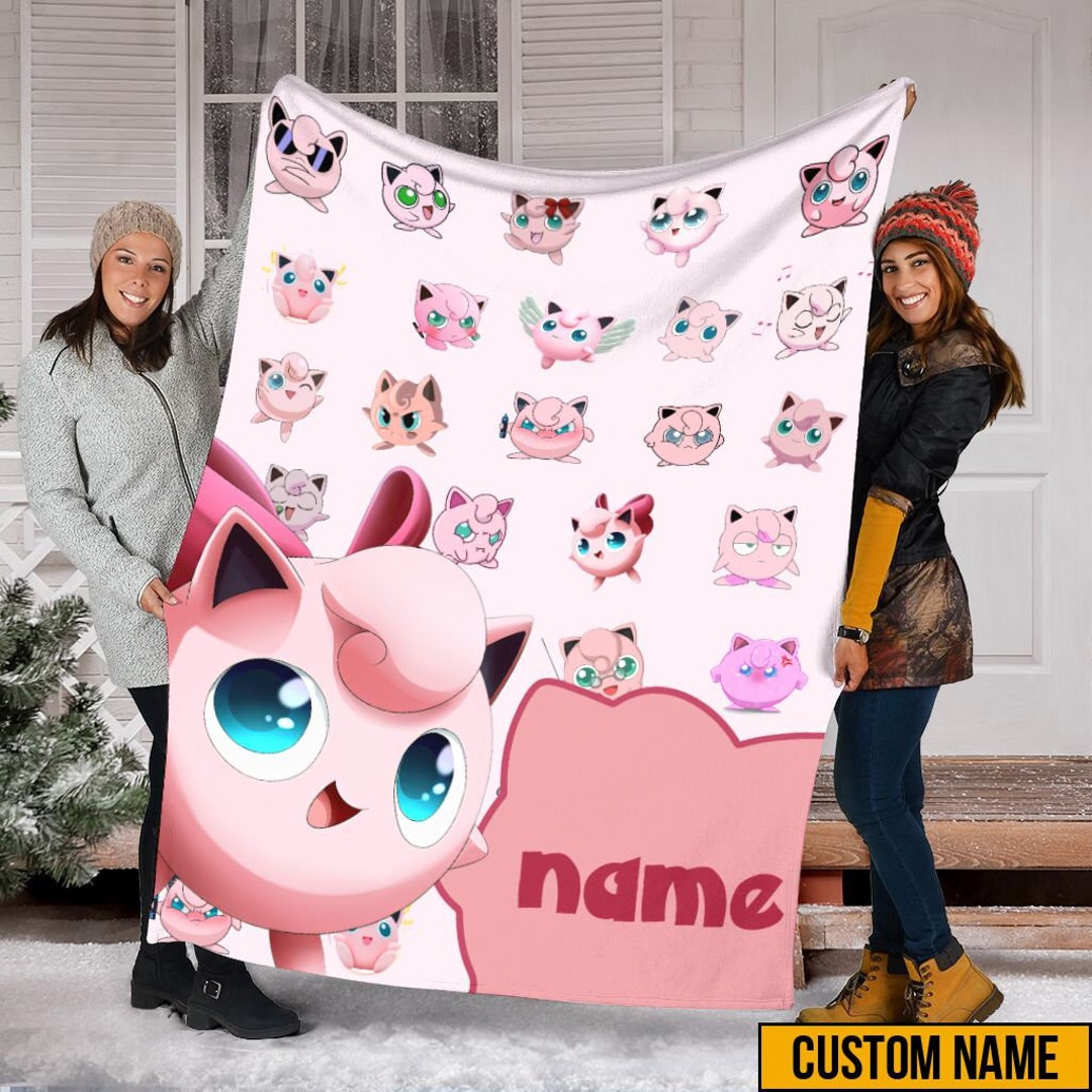 Personalized Name Jigglypuff Blanket, Cartoon Anime Blanket Jigglypuff ...