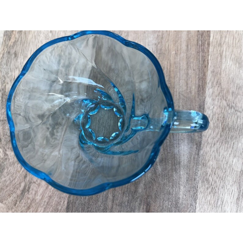 Set of 4 Hazel Atlas Glass Capri Blue Colonial Swirl Seashell Snack ...