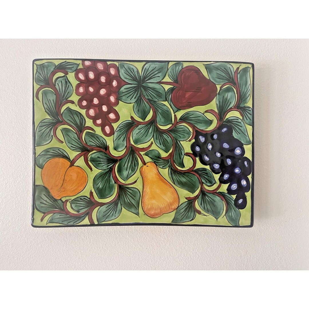 Talavera Mexico Pottery Rectangle Platter Fruit Motif Wall Hanging ...