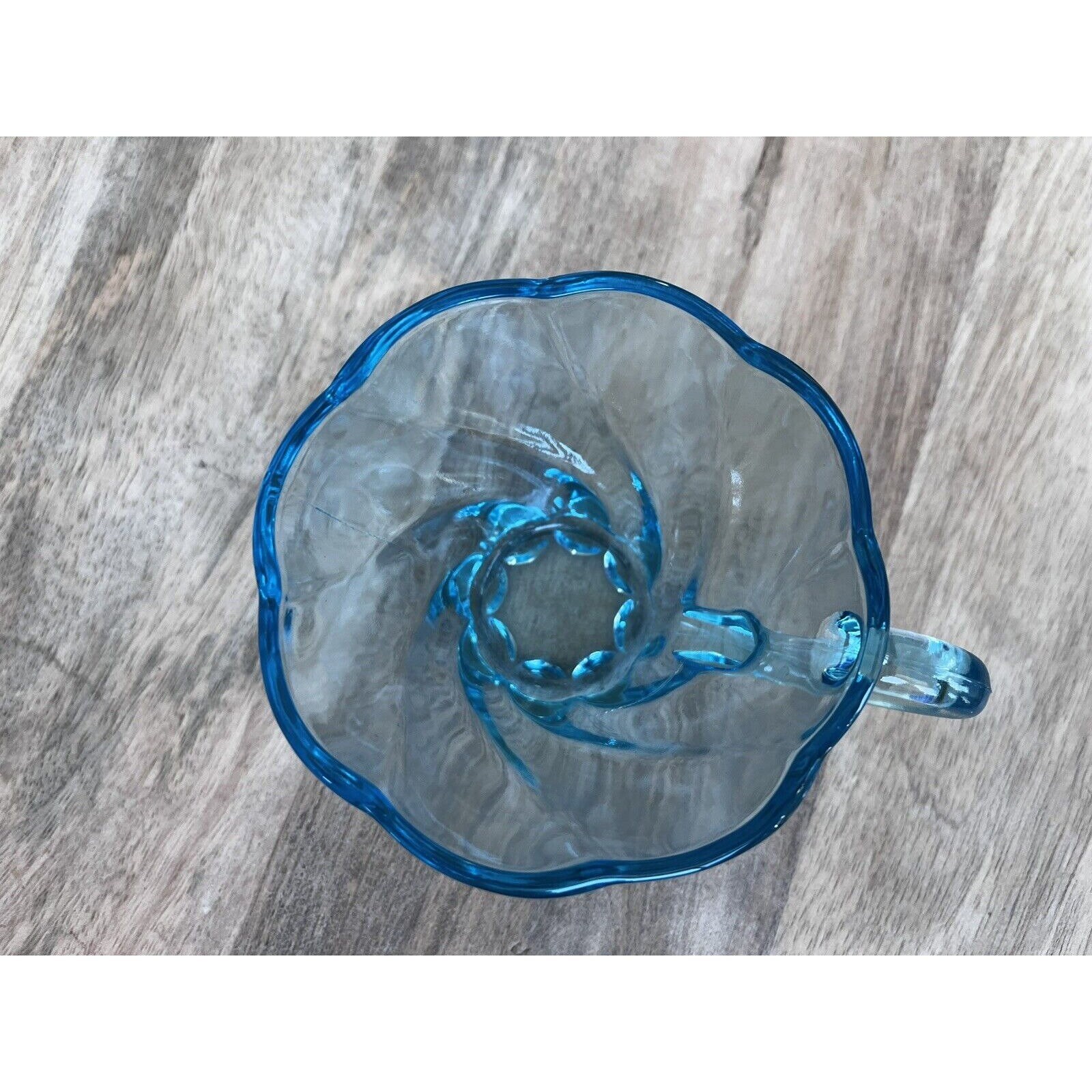 Set of 4 Hazel Atlas Glass Capri Blue Colonial Swirl Seashell Snack ...