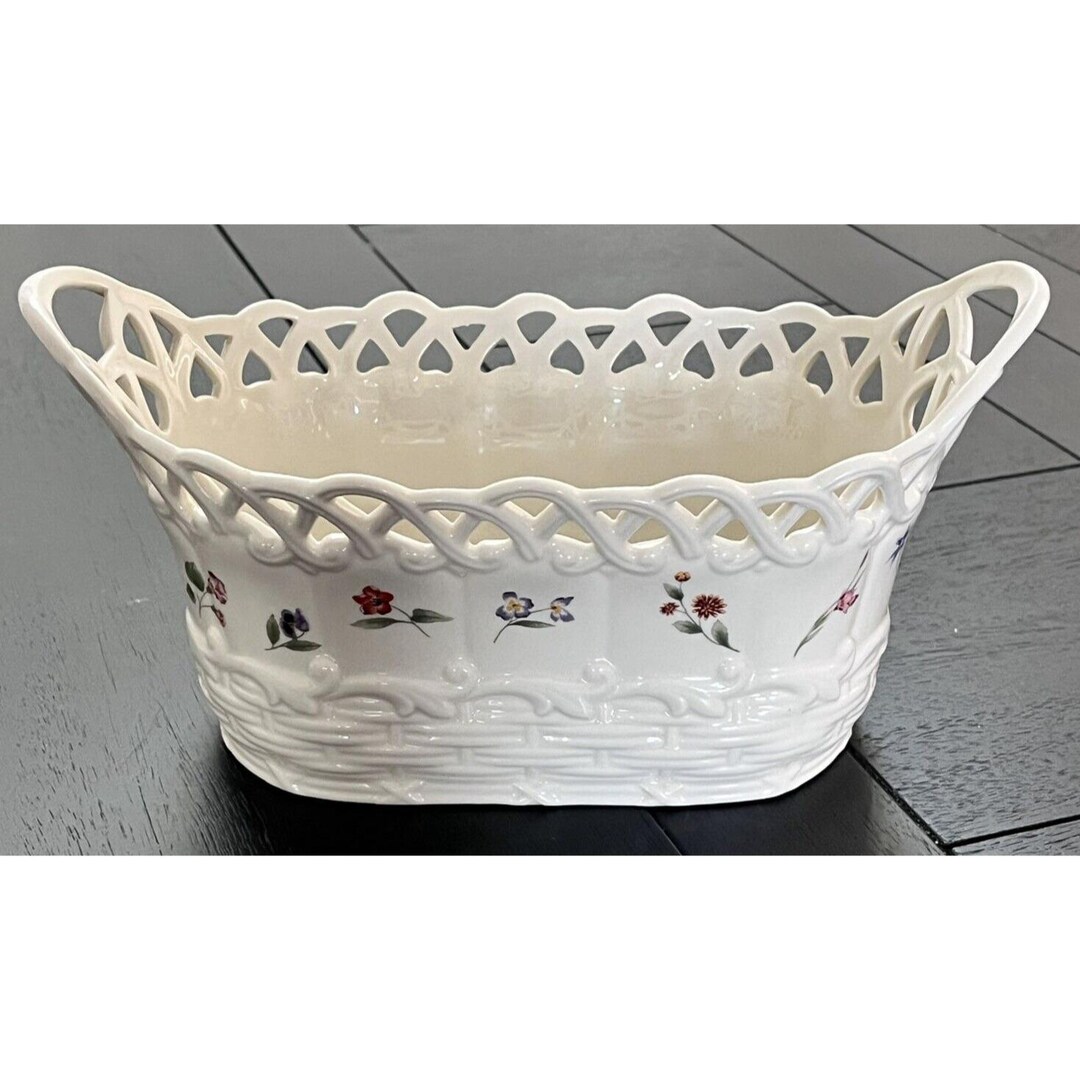 Vintage Lenox Posy Basket Large Oval Dish Container Centerpiece 9.5 ...