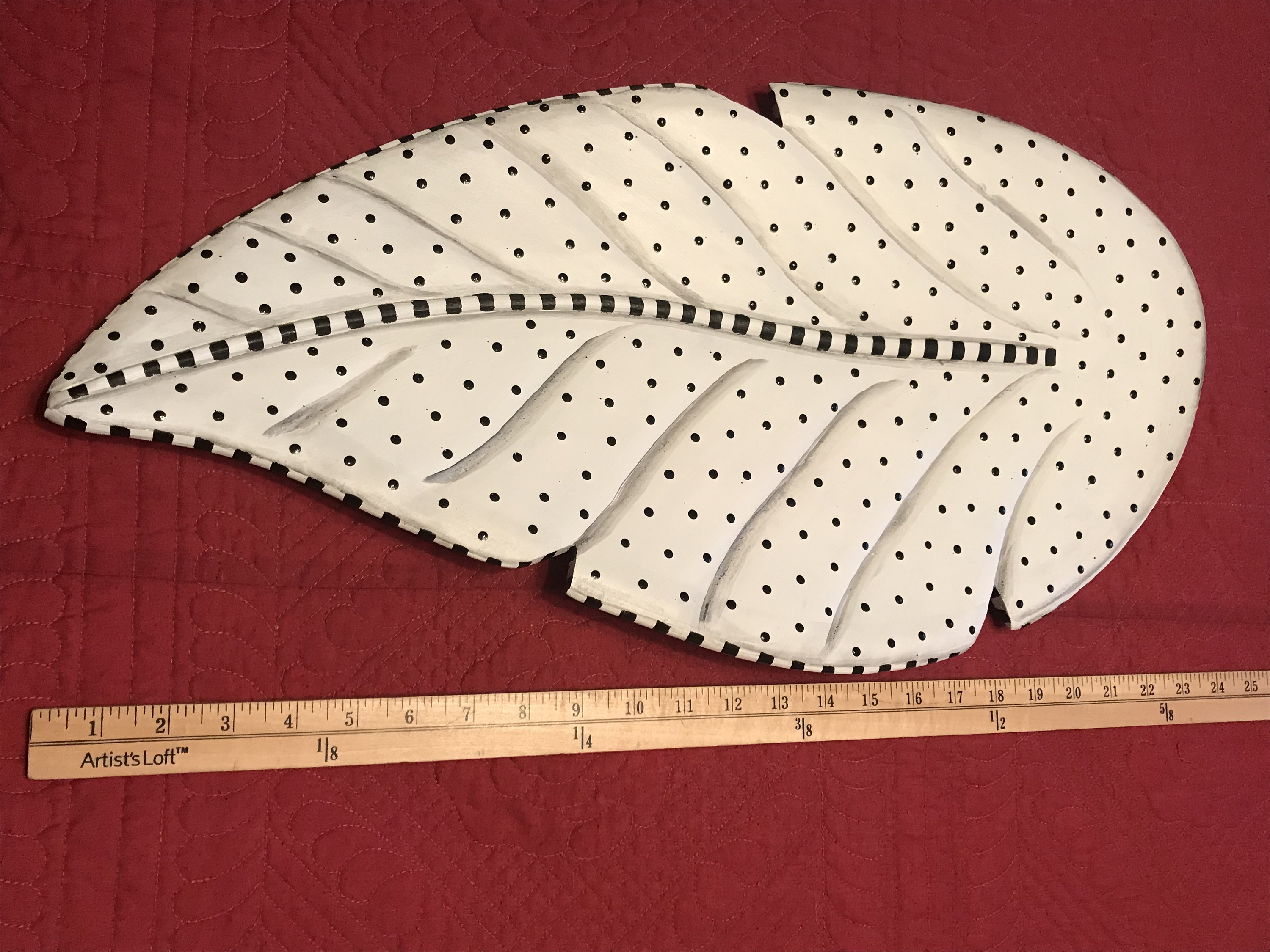 Leaf Shaped Platter Tray Wood Hand Painted Black and White - Etsy