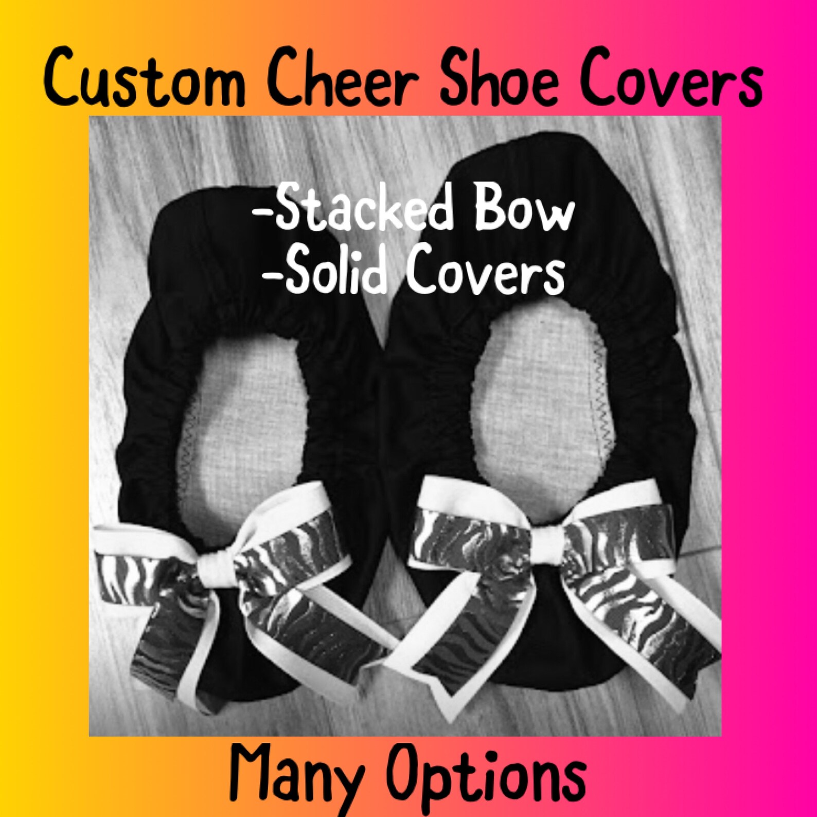 Custom Made Cheer Shoe Covers - Stacked Bow - Solid Covers - Etsy