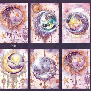 5 Washi Stickers. Glossy. Fantasy. Moon. Stars. Butterfly. Scrapbooking ...