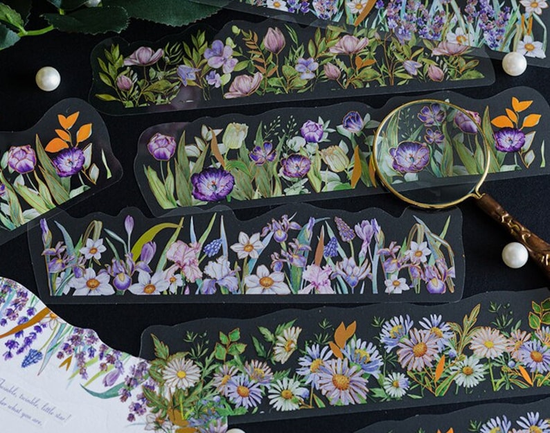 15 Gilded Page Border Stickers. PET. Flowers. Tulips. Field. - Etsy