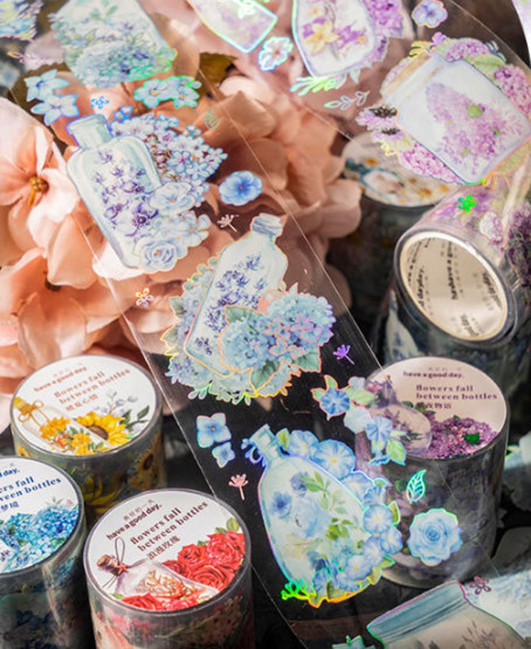 1 Roll. PET Tape. Laser Foil. Bottles and Flowers. Stationery. Morning ...
