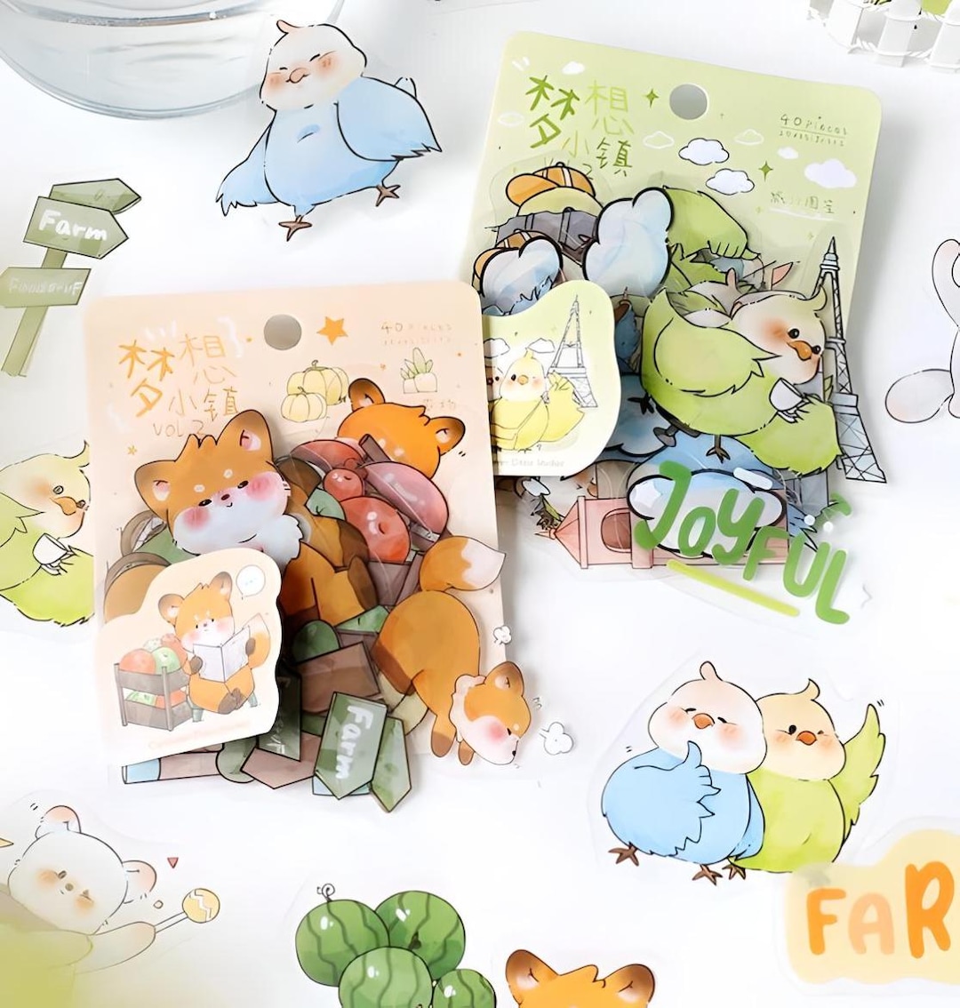 40, Kawaii, PET Stickers. Animal, Cartoon. Travel, Parakeets. Beach ...