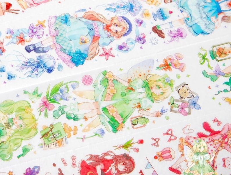 1 Roll, Washi Tape. Kawaii, Anime, Manga, Girl. Cartoon. Release Paper ...