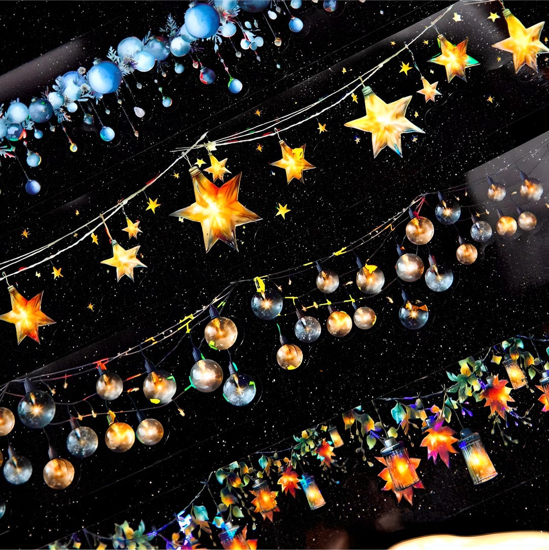 Festive, Party Decor, Christmas, String Lights. PET Tape, Die Cut ...