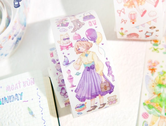 1 Roll, Washi Tape. Kawaii, Anime, Manga, Girl. Cartoon. Release Paper ...