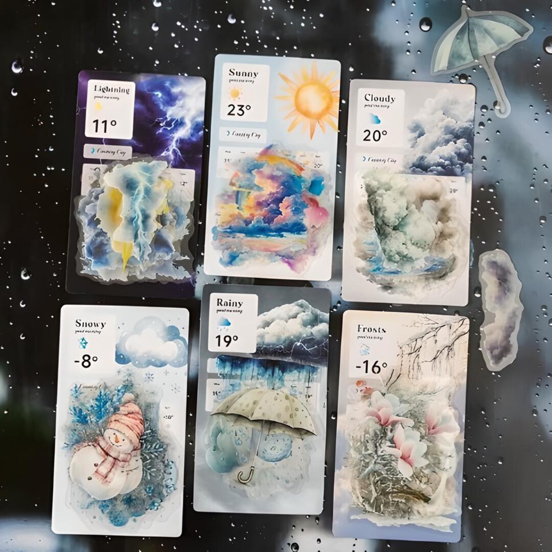 20 Matte Stickers. Weather Station. Forecast. Storm. Cloudy. Frost ...