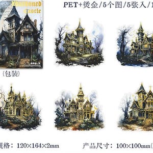 5 Gold Foiled, Haunted Mansion. Haunted House. Stickers. Halloween. - Etsy