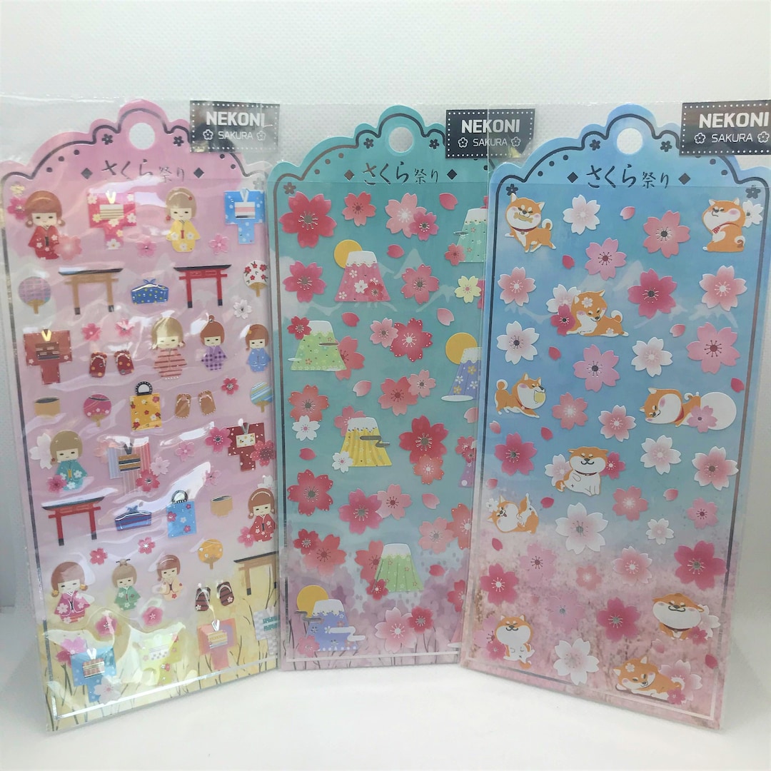 2ps Set, 2 Envelopes, Japanese Paper Stickers. Gold Foil. Kimono ...