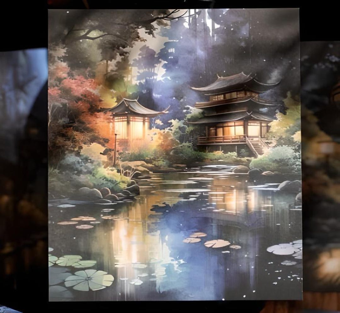 2 Designs. 30 Sheets, Material Paper. Backgrounds. Japanese Houses ...