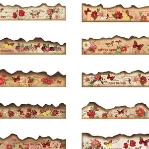 20, Retro, Page Border Stickers. Embellishments. Butterfly. Die Cut ...