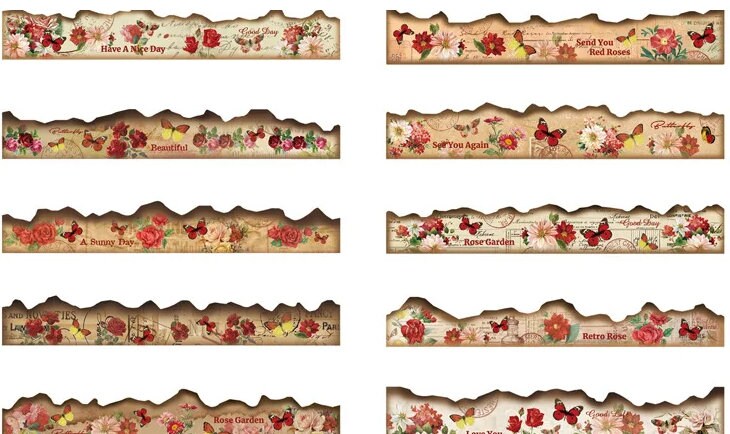20, Retro, Page Border Stickers. Embellishments. Butterfly. Die Cut. Burnt Edge. Newspaper. - Etsy