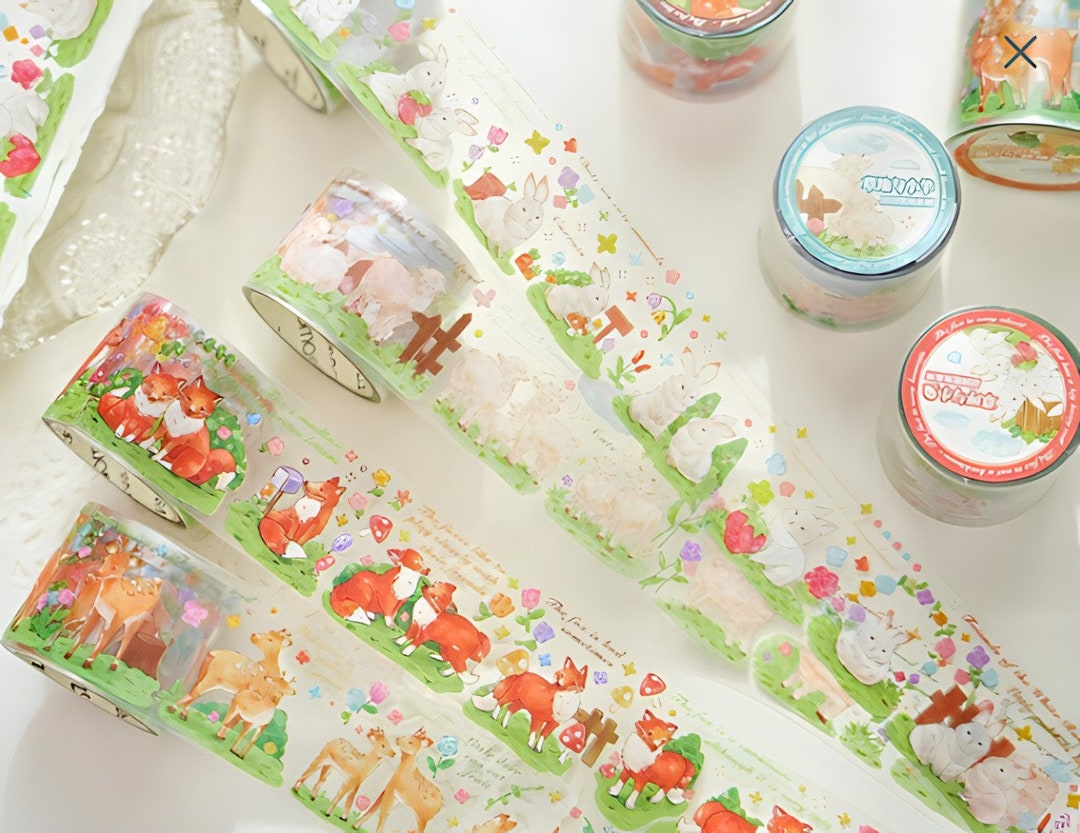 1 Roll. PET Tape. Animals. Spring. Farm. Rabbit. Strawberry. Fox. Sheep ...