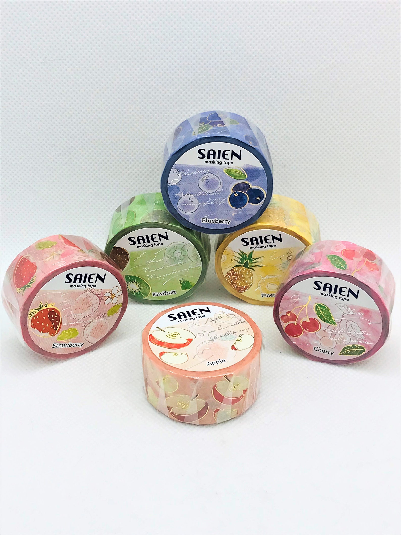 SAIEN. Japanese Washi Tape. Summer Fruit. Silver, Gold Foil. Cherries ...