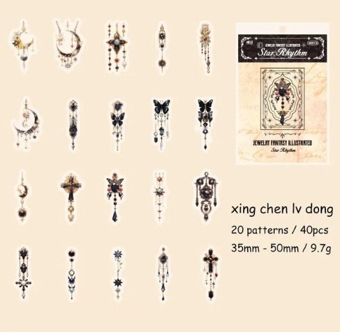 40 Matte, PET Stickers. Jewels. Charms. Pendants. Earrings. Butterflies ...