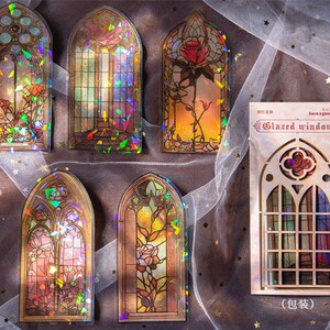 10 Gold Foil, Gothic Windows, Stickers. Textured. Stained Glass. - Etsy