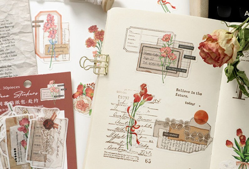 30 Retro Vintage Botanical Flowers Handwritten Notes - Etsy