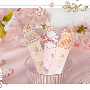 30, Cardstock, Kawaii, Cartoon Animals, Bookmarks, Rulers. Rabbit. Bear ...