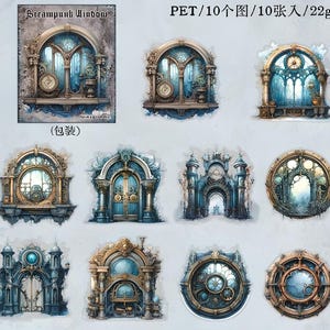10 Steampunk, Gothic, Fantasy Window Stickers. Embellishment. Junk ...