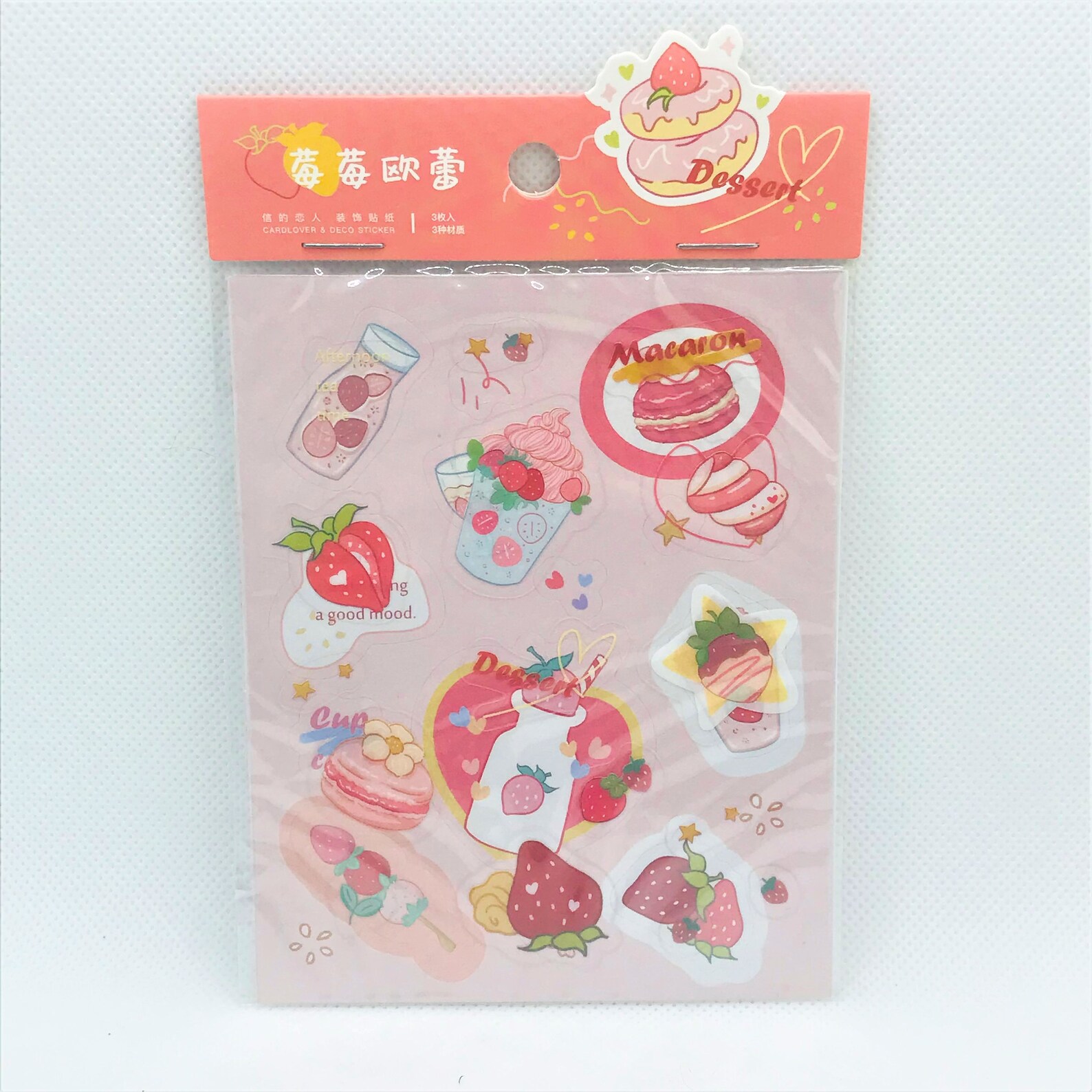 3pcs Set, Precut, PVC, Kawaii, Strawberry Stickers. Cartoon - Etsy