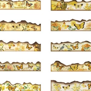 20, Retro, Page Border Stickers. Embellishments. Butterfly. Die Cut ...