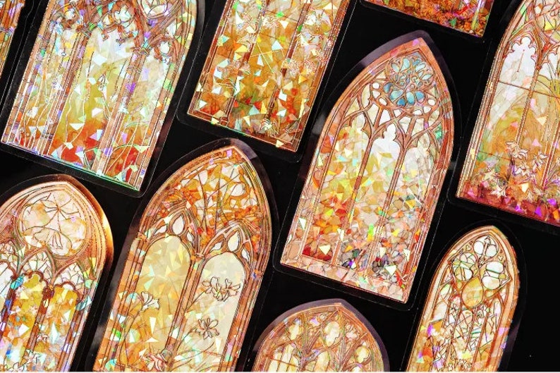 10, Gorgeous, Gothic Windows Stickers. Stained Glass. Faceted. Laser ...
