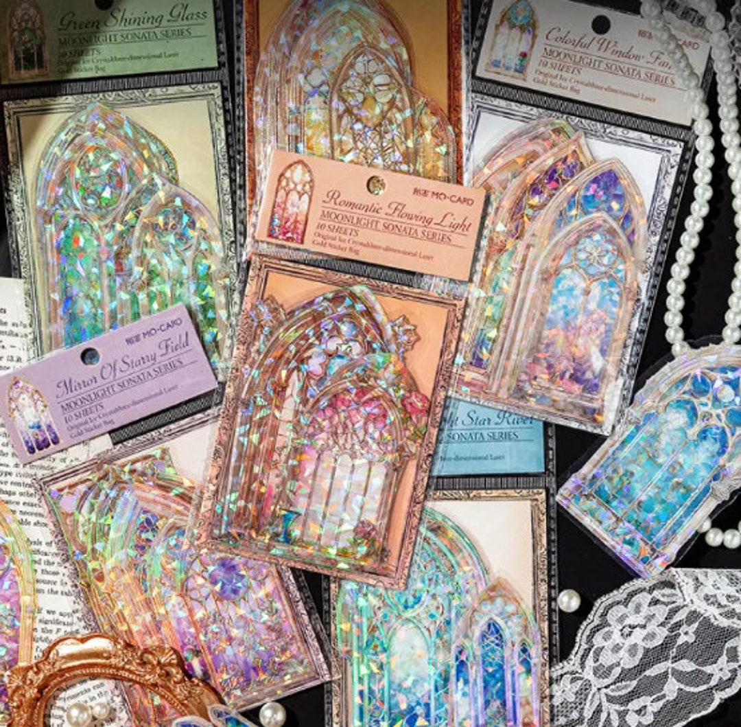 10, Gorgeous, Gothic Windows Stickers. Stained Glass. Faceted. Laser ...