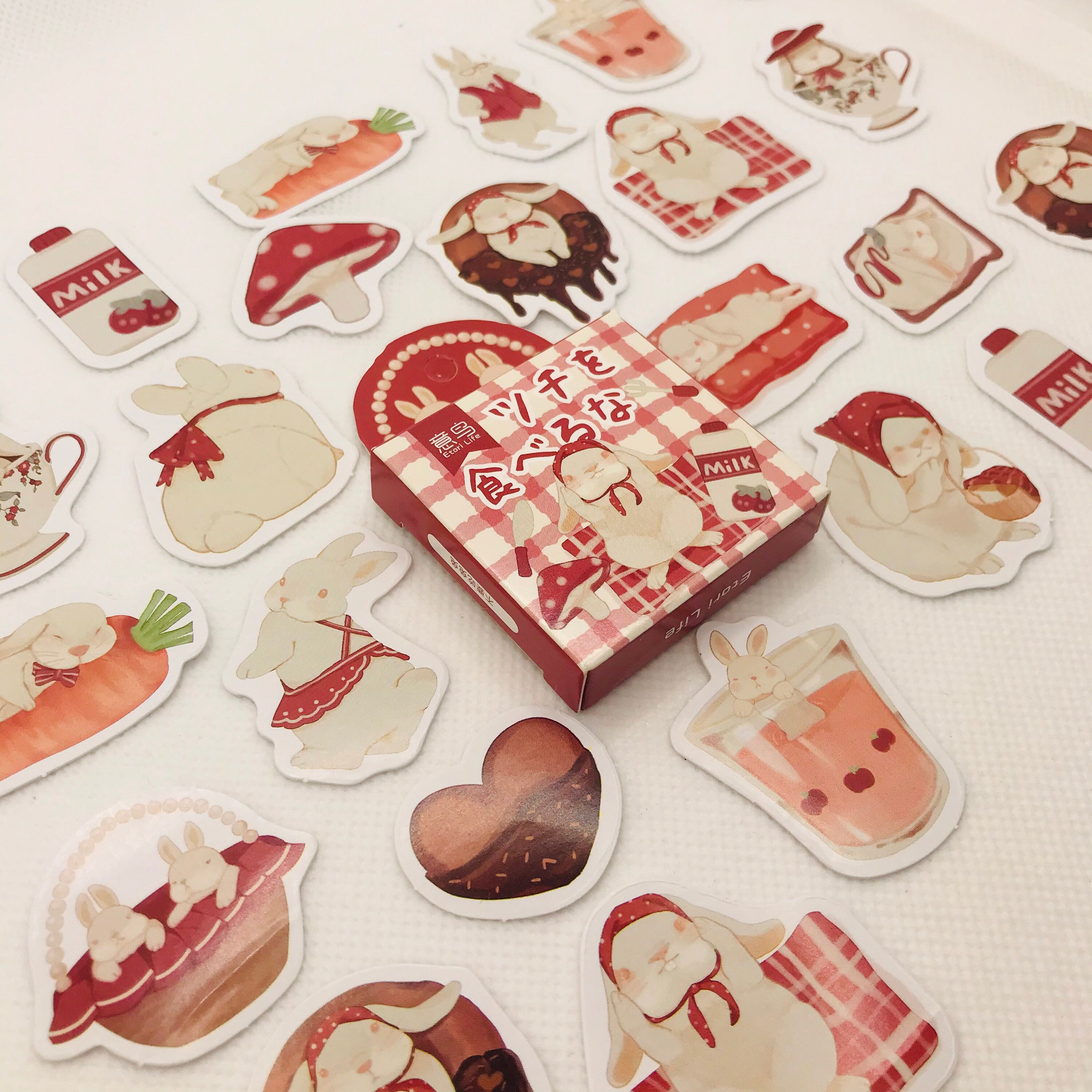 Cartoon chocolate milk bunny stickers box Paper Stickers, Labels & Tags ...