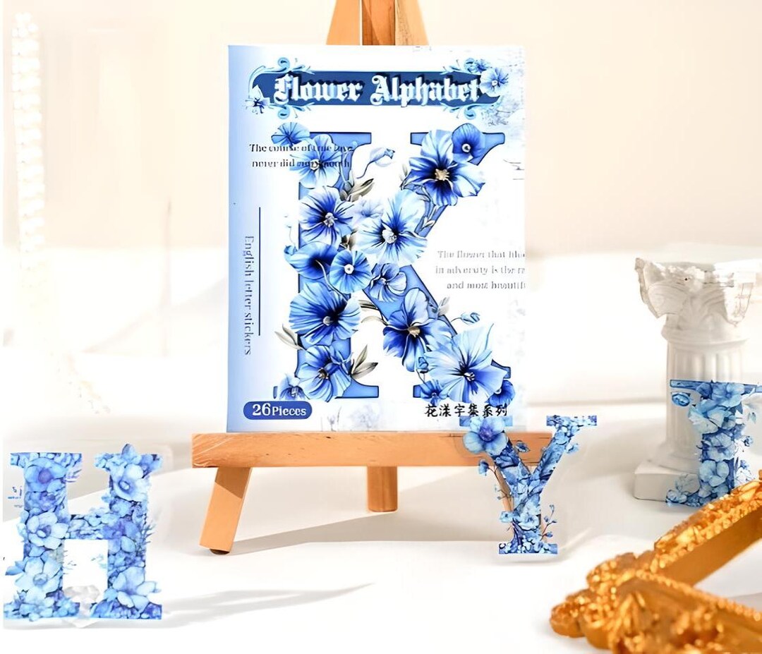 26 Alphabet Letters. PET Stickers. Decorated Letters. Flowers ...