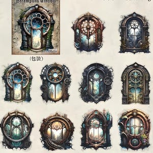 10 Steampunk, Gothic, Fantasy Window Stickers. Embellishment. Junk ...
