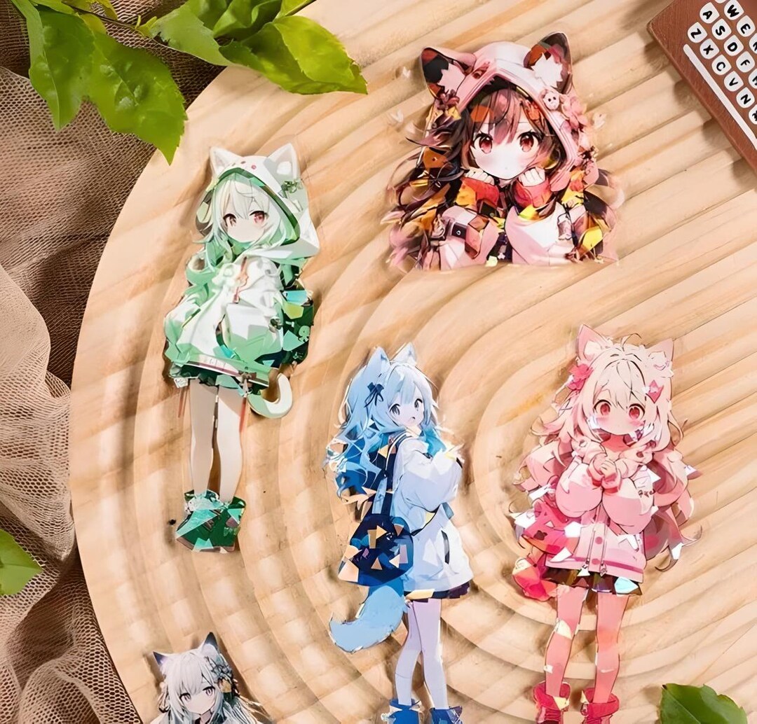 10 Faceted, Kawaii, Manga, Anime, Cat Girl, Stickers. Scrapbooking ...