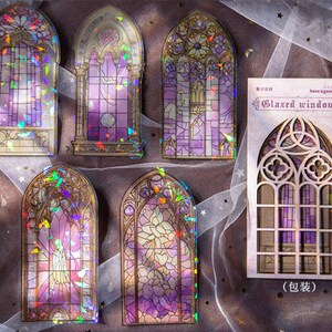10 Gold Foil, Gothic Windows, Stickers. Textured. Stained Glass. - Etsy