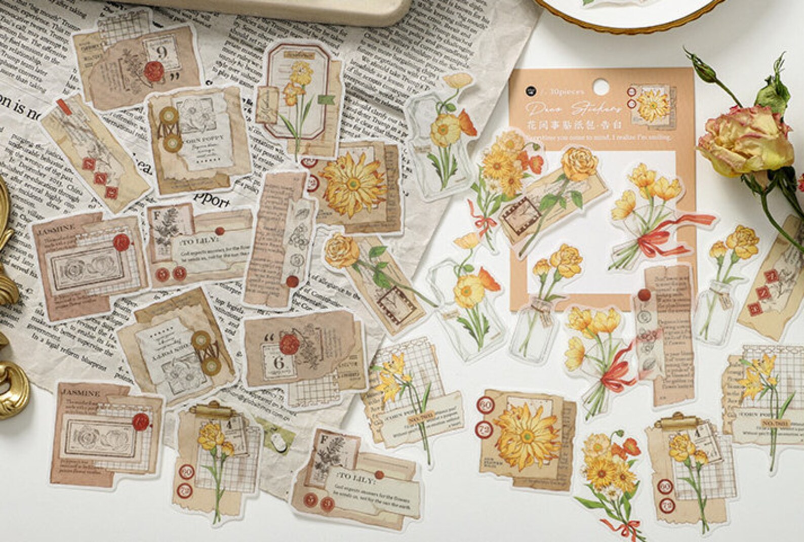 30 Retro Vintage Botanical Flowers Handwritten Notes | Etsy