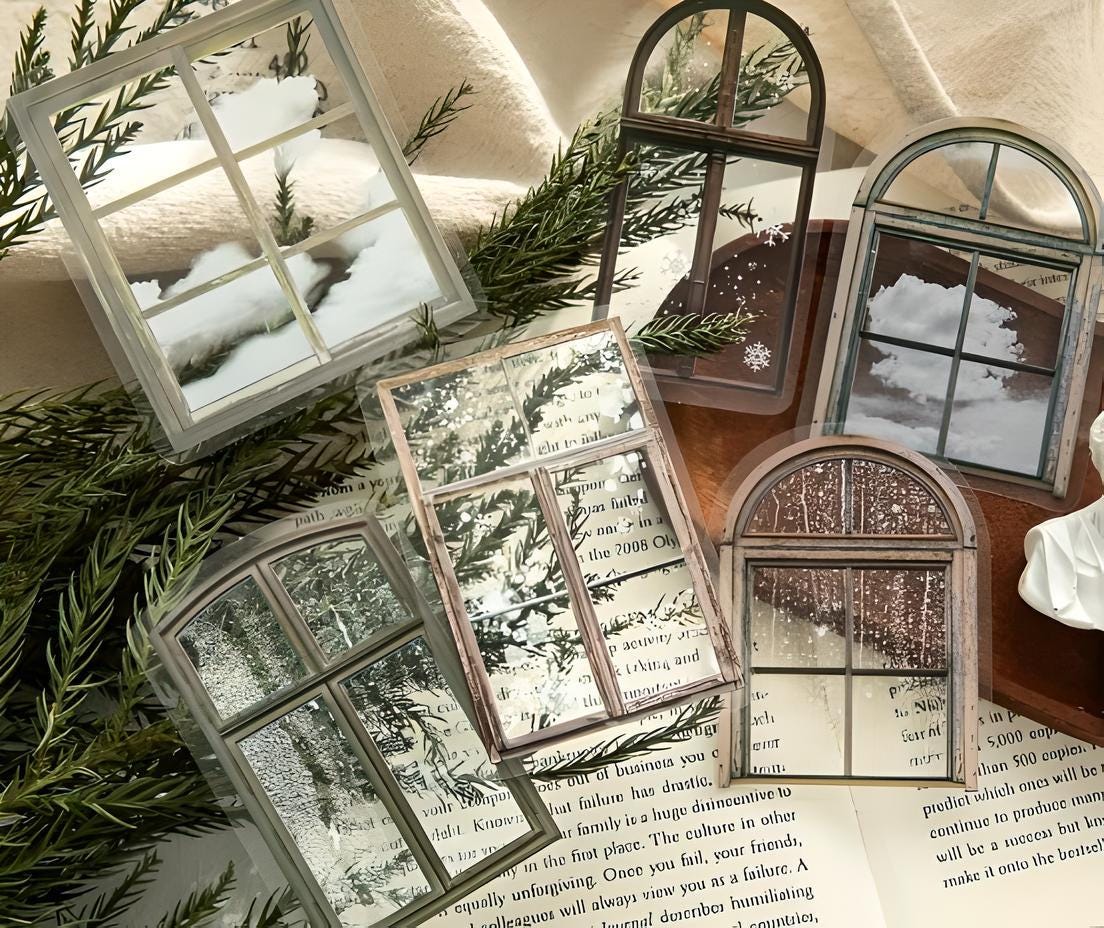 4 Designs. 20 Windows, PET Stickers. Windows. View. Scenery. Rain ...