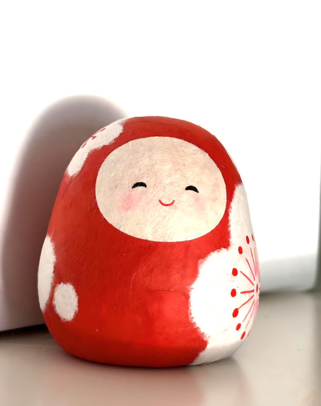 Japanese Chigiri Paper Daruma Doll Figurine. Cherry Blossom Flower ...