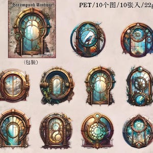 10 Steampunk, Gothic, Fantasy Window Stickers. Embellishment. Junk ...