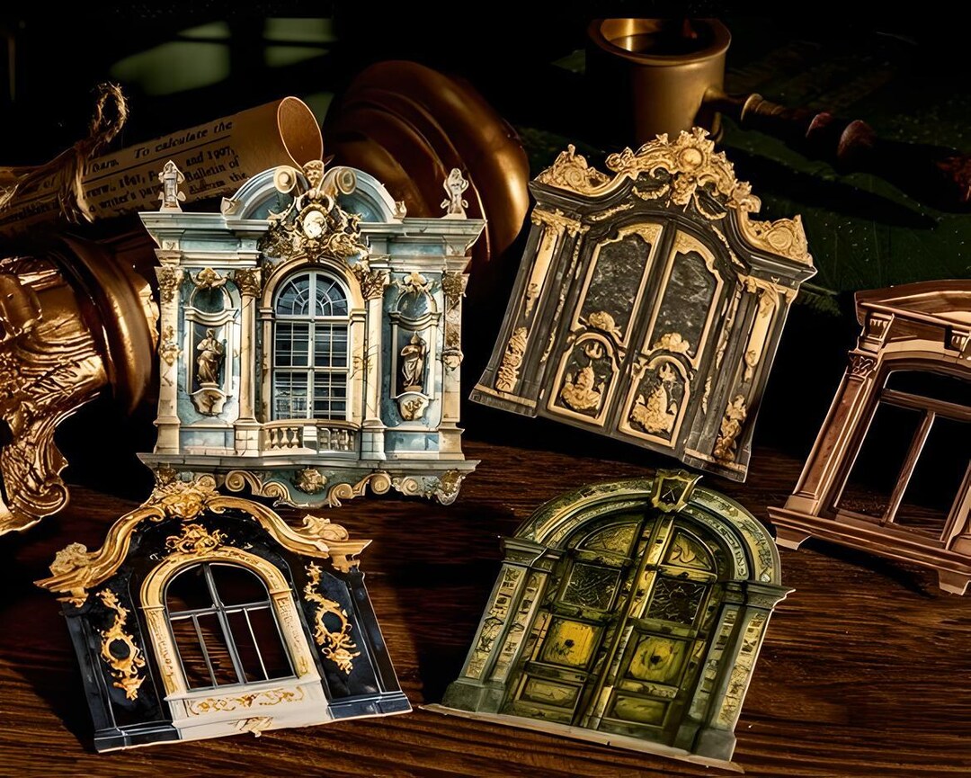 10 Embossed, Cardstock Stickers. Gates. Main Palace Door. Entry Door ...